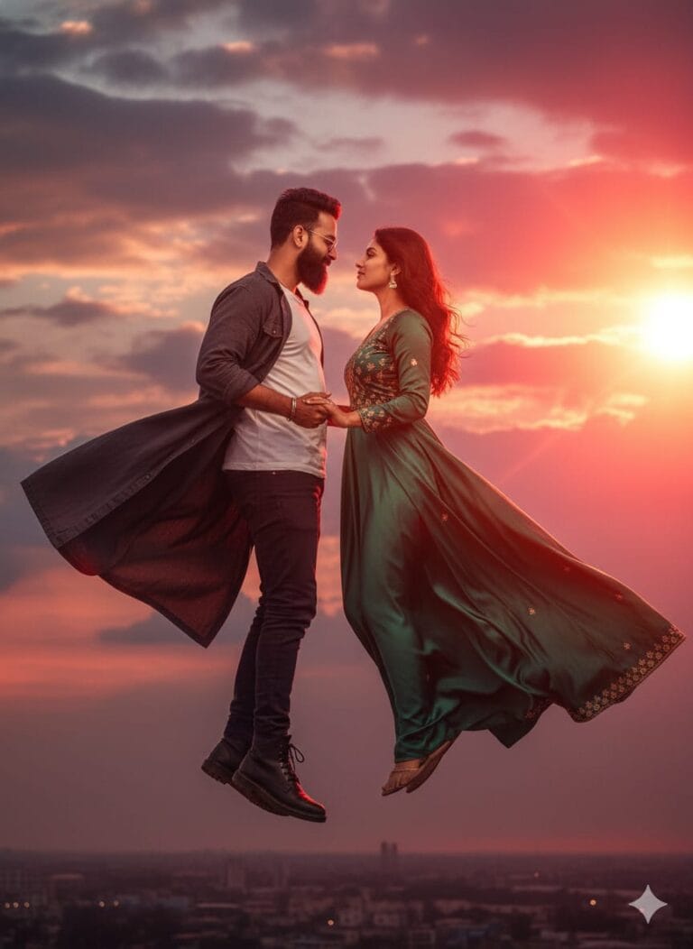 Viral AI Photo Editing Prompts: Create Sky Couple 1click